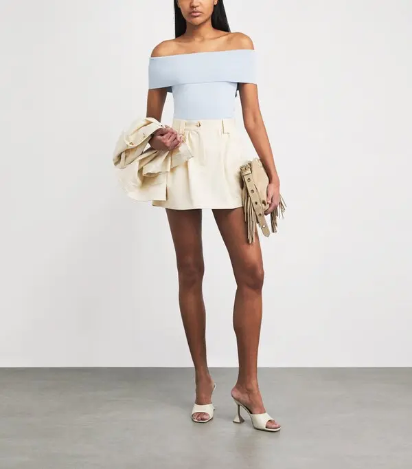 Maje Knitted Off-the-shoulder Top - Blue