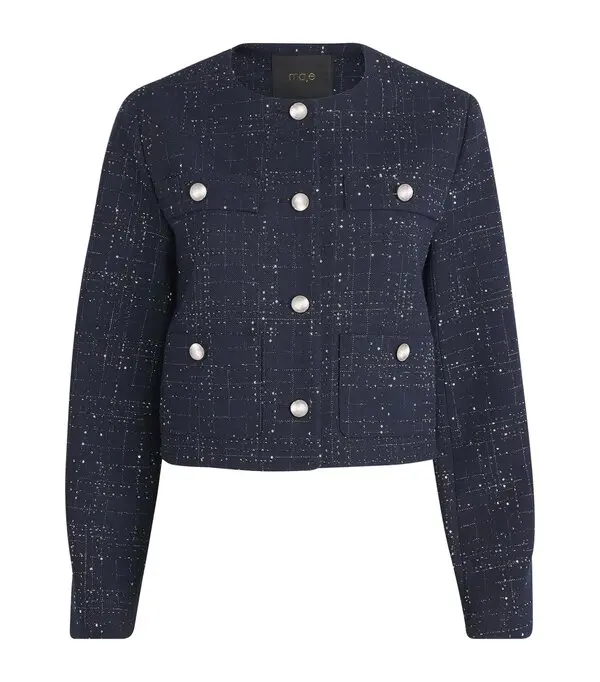 Maje Sequinned Tweed Cropped Jacket