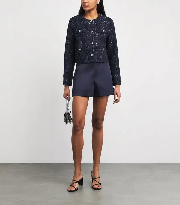 Maje Sequinned Tweed Cropped Jacket