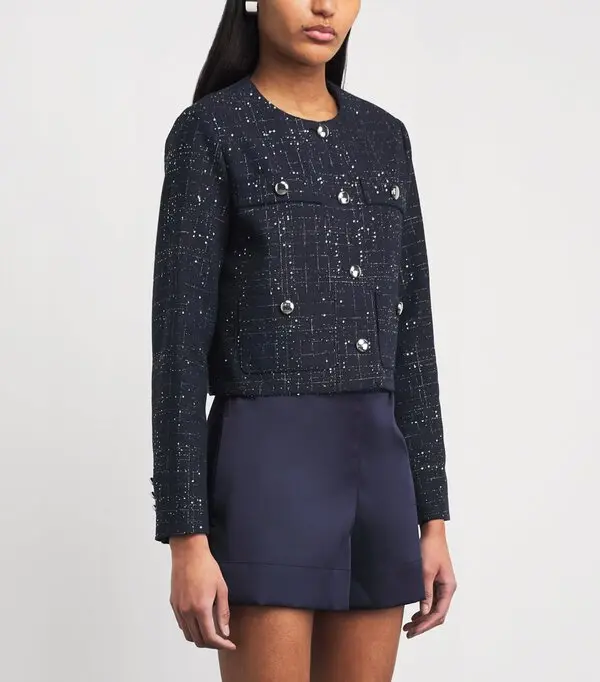 Maje Sequinned Tweed Cropped Jacket