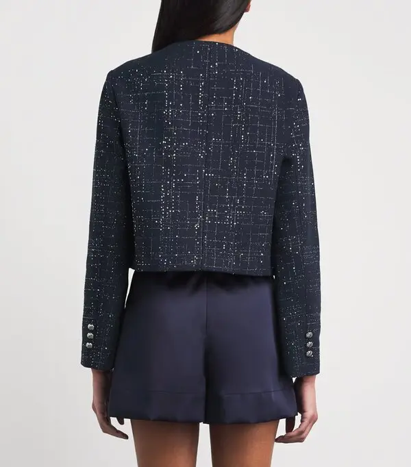 Maje Sequinned Tweed Cropped Jacket
