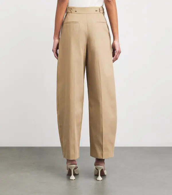 Maje Cotton Pleated Wide-leg Trousers