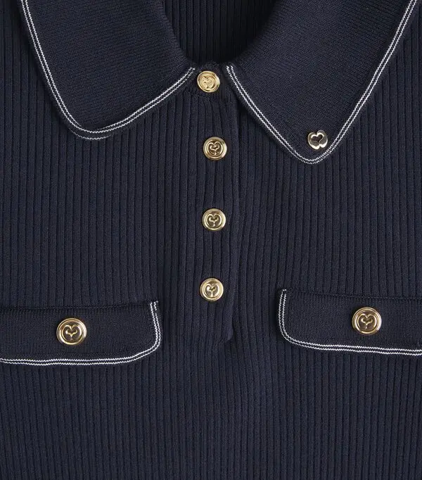 Maje Ribbed Knit Polo Shirt