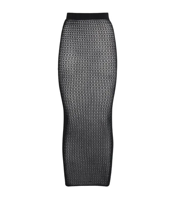 Wolford Daisy Net Fitted Midi Skirt - Black