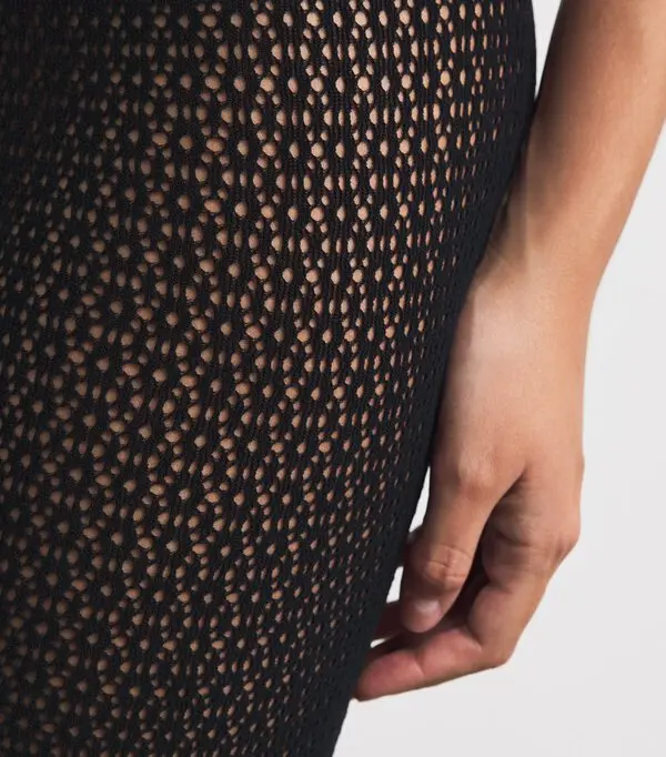 Wolford Daisy Net Fitted Midi Skirt - Black