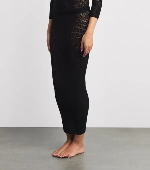 Wolford Daisy Net Fitted Midi Skirt - Black