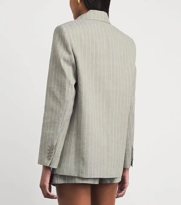 Maje Linen-blend Pinstripe Blazer - Brown