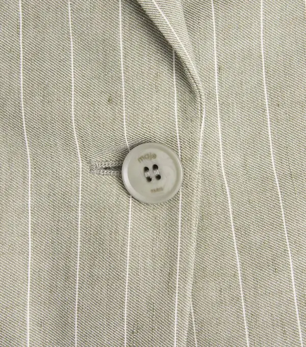 Maje Linen-blend Pinstripe Blazer - Brown