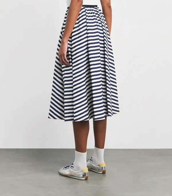Maje Pleated Stripe Midi Skirt
