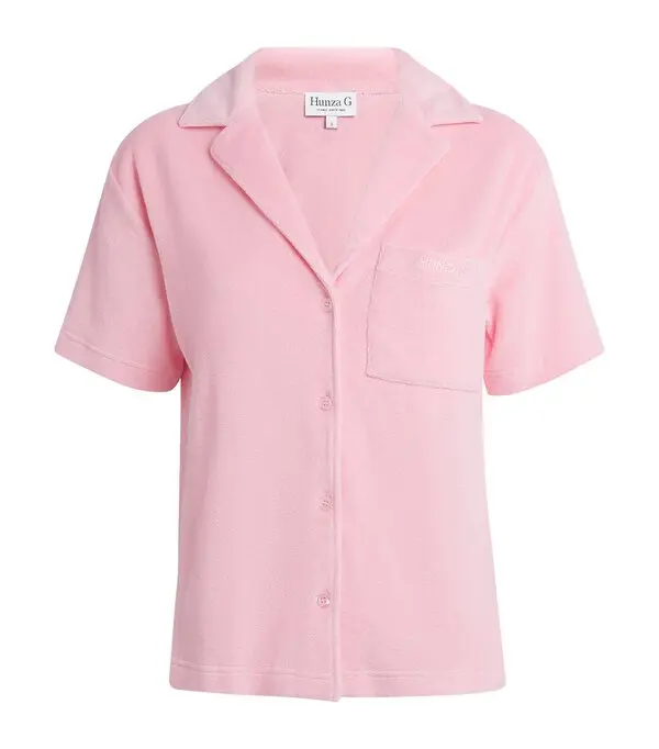 Hunza G Towelling Resort Shirt - Pink