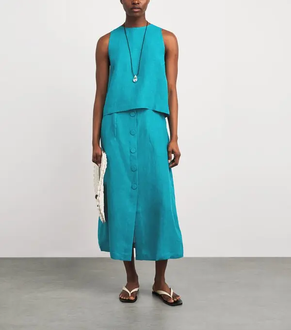 ERES Linen Ravie Sleeveless Blouse - Blue