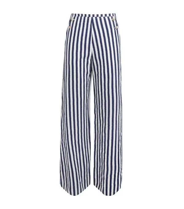 Maje Striped Wide-leg Trousers - White