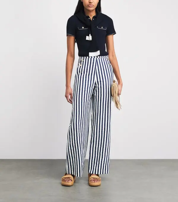 Maje Striped Wide-leg Trousers - White