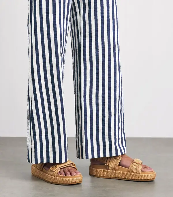 Maje Striped Wide-leg Trousers - White
