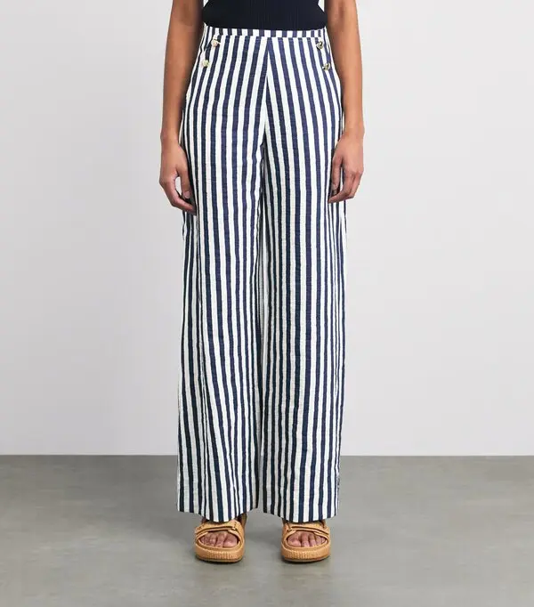 Maje Striped Wide-leg Trousers - White
