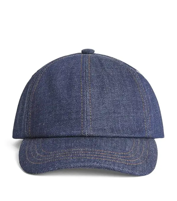 AMI Paris Denim Heritage Patch Cap - Blue