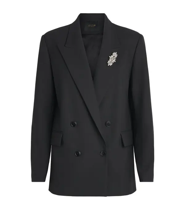 Maje Double-breasted Brooch Blazer