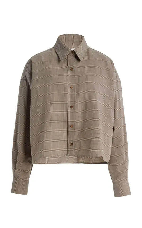 THE FRANKIE SHOP Arlen Plaid Wool-blend Boxy Shirt - Grey