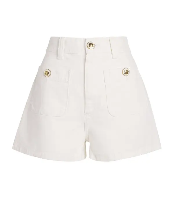 Sandro Denim High-waist Shorts - Beige