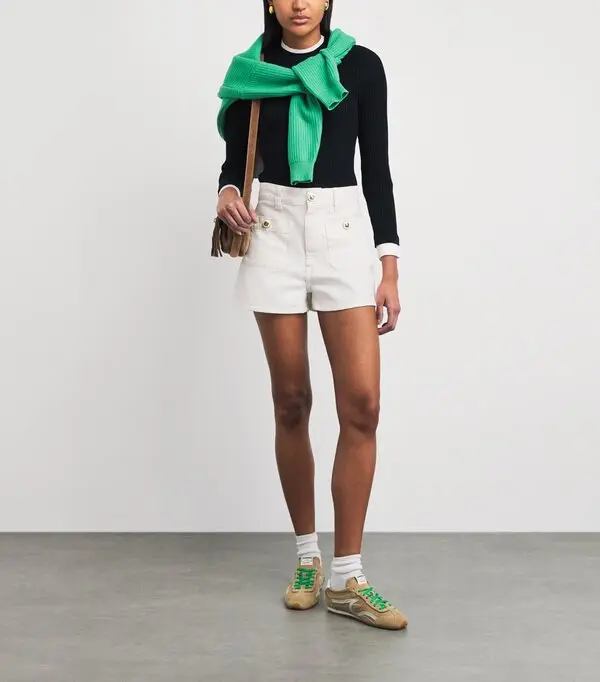 Sandro Denim High-waist Shorts - Beige