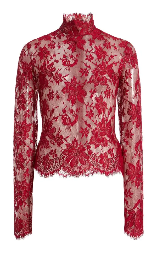 Françoise High Collar Top - Red