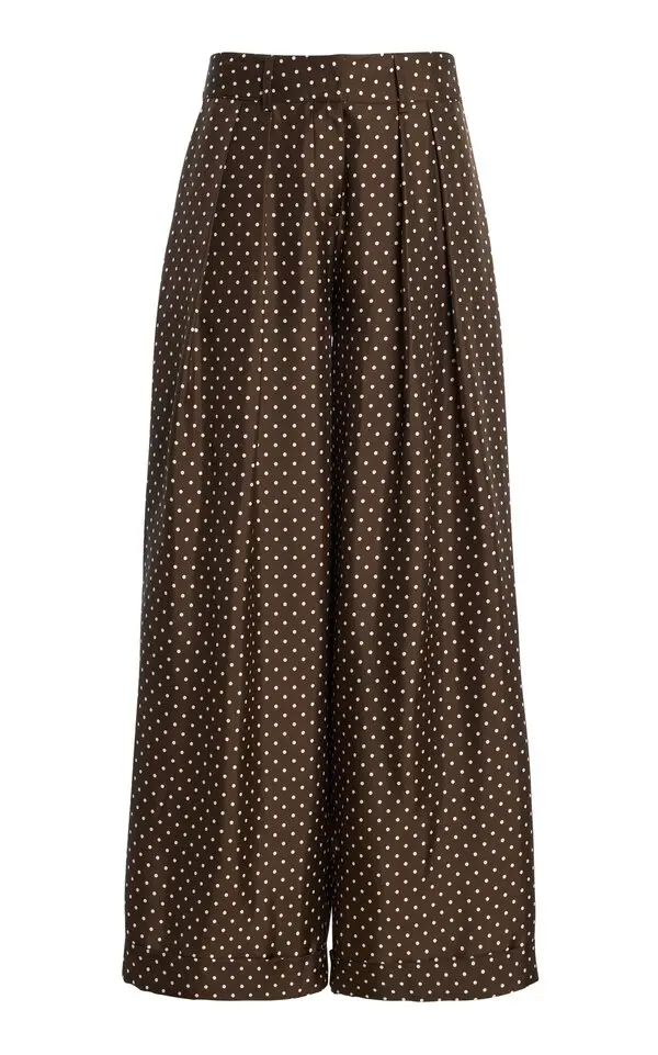 Françoise Mila Silk Wide-leg Pants - Brown
