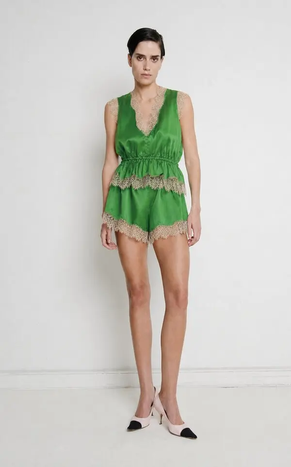 Françoise Lisette Silk Top - Green