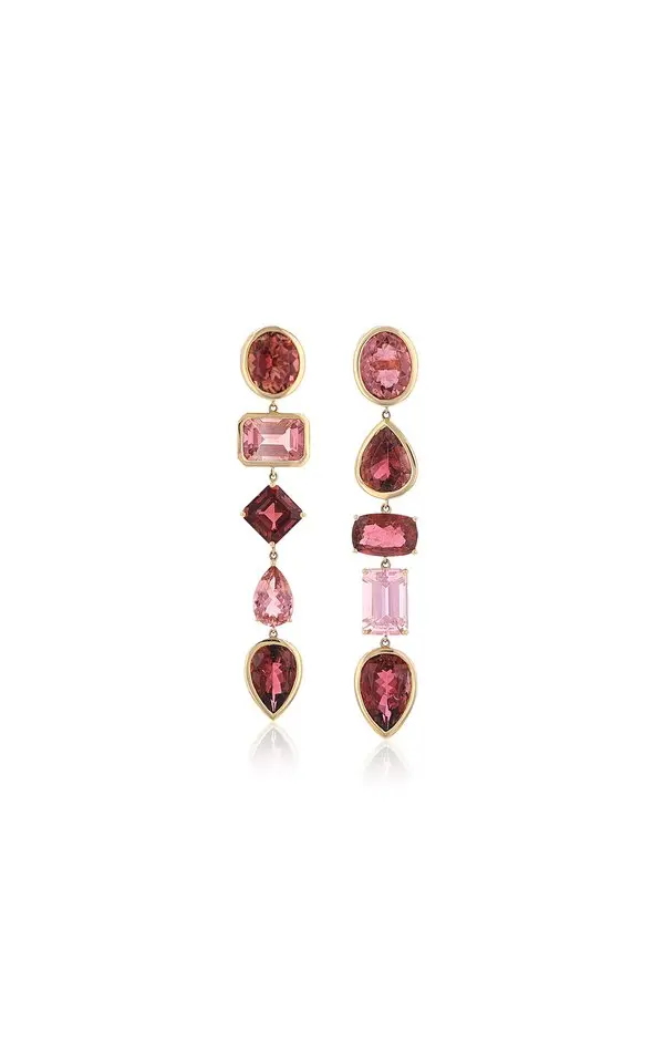 Sheryl Lowe 14k Yellow Gold Tourmaline Drop Earrings - Pink