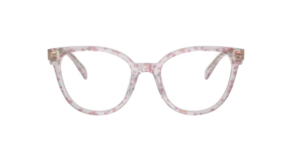 COACH Round Frame Optical Glasses - Transparent Pink Floral Print