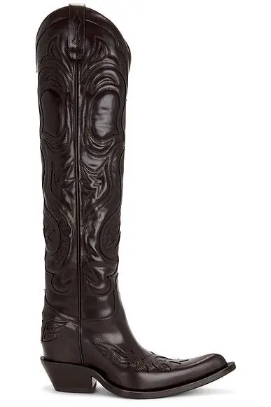 Acne Studios High Knee Boots With Bow Embroidery