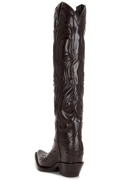 Acne Studios High Knee Boots With Bow Embroidery