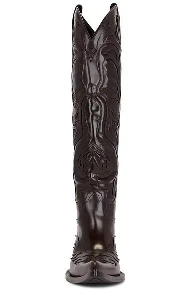 Acne Studios High Knee Boots With Bow Embroidery
