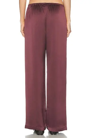 LESET Wide Leg Satin Pants - Malbec
