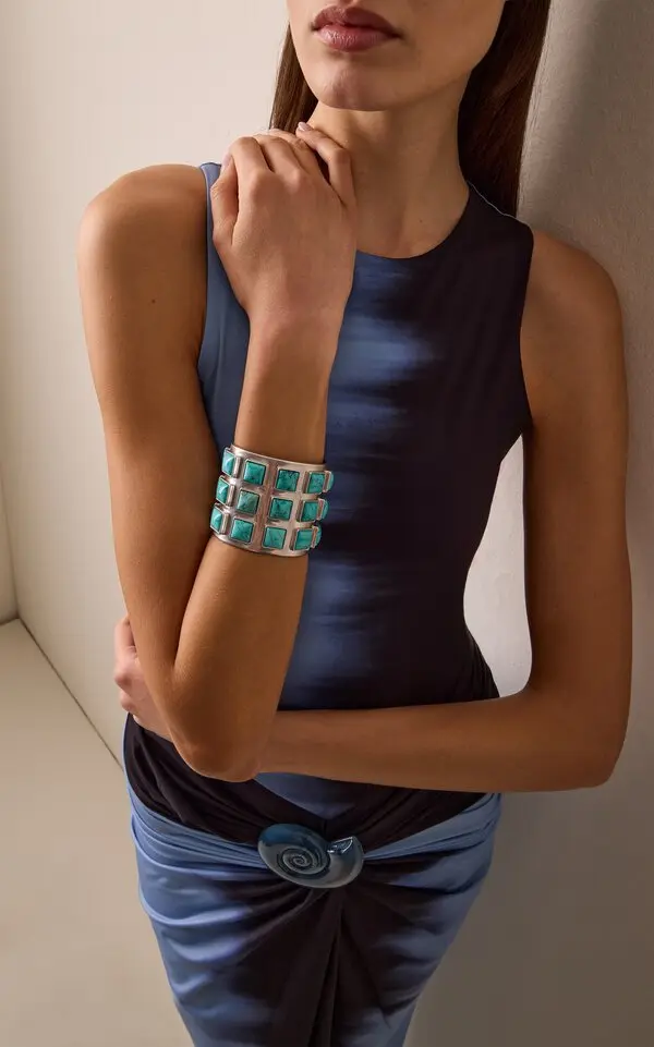 JULIETTA Sabine Rhodium-plated Magnesite Cuff