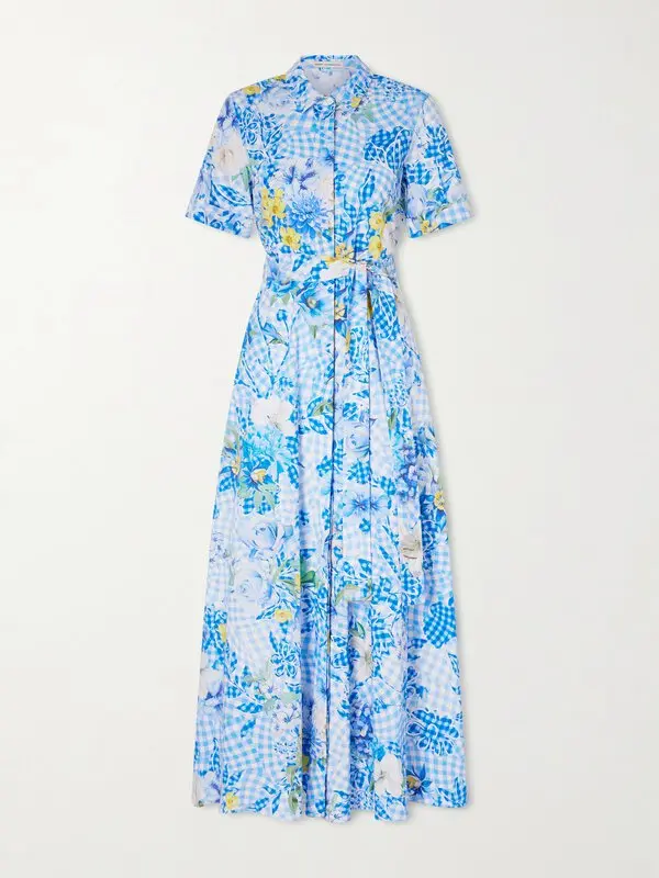 MARY KATRANTZOU Floral Cotton-blend Maxi Dress - Blue
