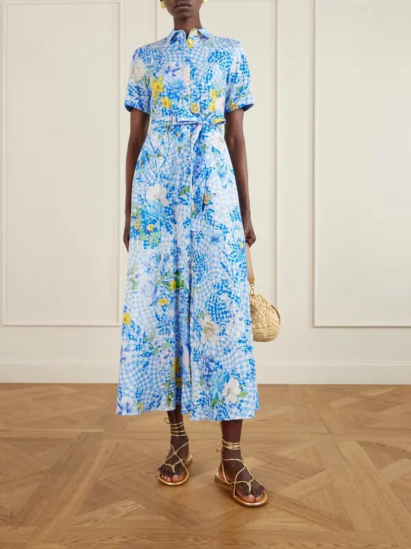 MARY KATRANTZOU Floral Cotton-blend Maxi Dress - Blue