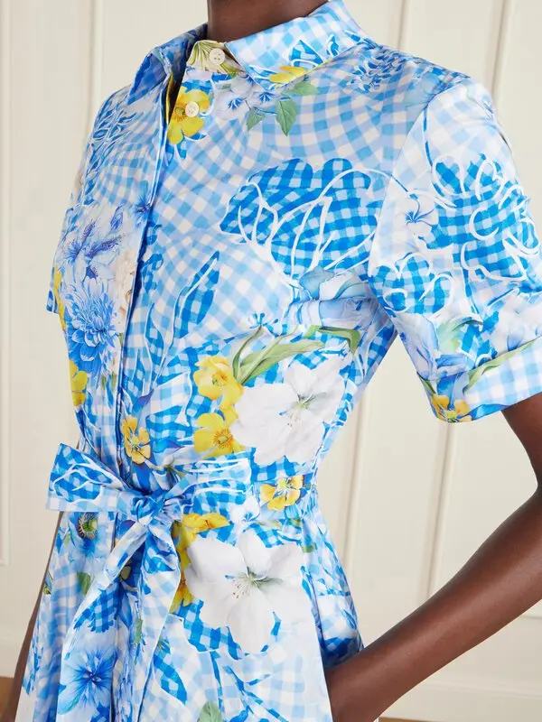 MARY KATRANTZOU Floral Cotton-blend Maxi Dress - Blue
