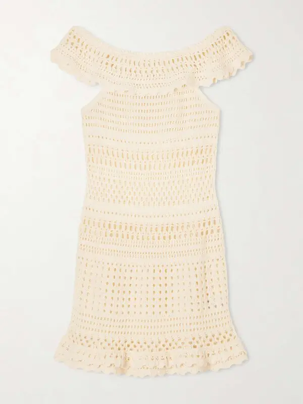MARANT ETOILE Zoa Crocheted Cotton-blend Mini Dress - Ecru