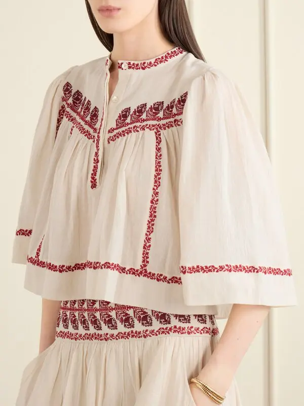 MARANT ETOILE Juline Embroidered Organic Cotton Shirt