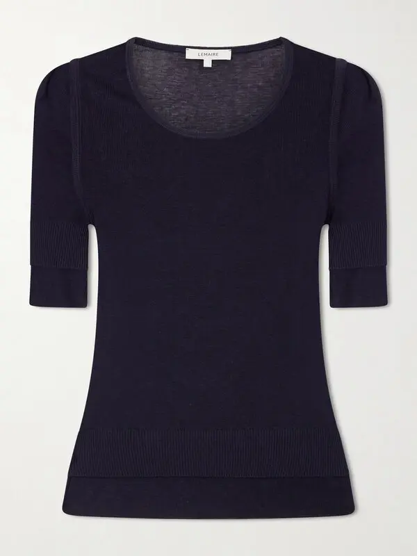 LEMAIRE Trompe L'oeil Knitted T-shirt - Blue