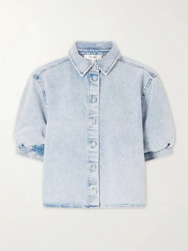 FRAME Recycled Denim Billow Sleeve Shirt - Blue
