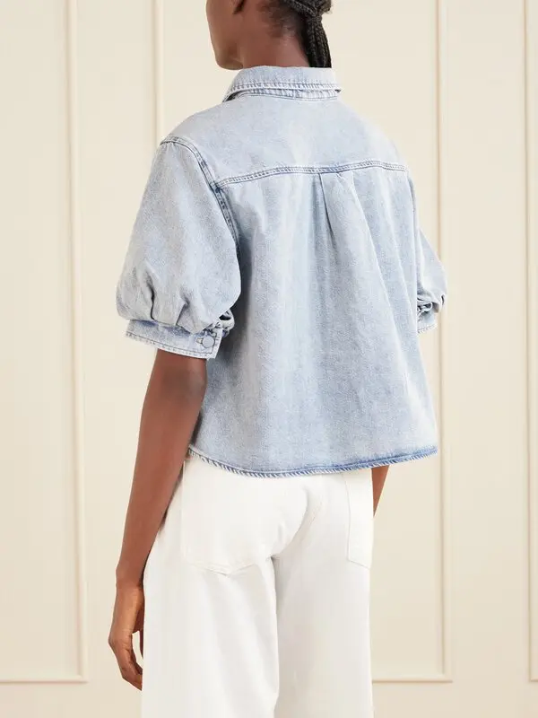 FRAME Recycled Denim Billow Sleeve Shirt - Blue
