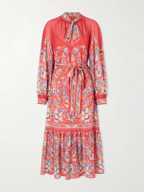 Etro Floral-print Chiffon Midi Dress - Red