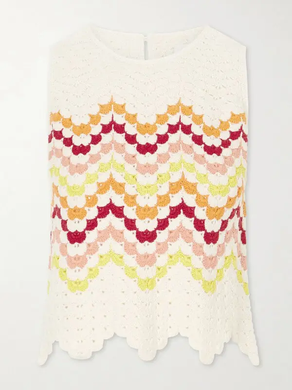 Escvdo Cuenca Striped Crocheted Cotton Tank - Multi