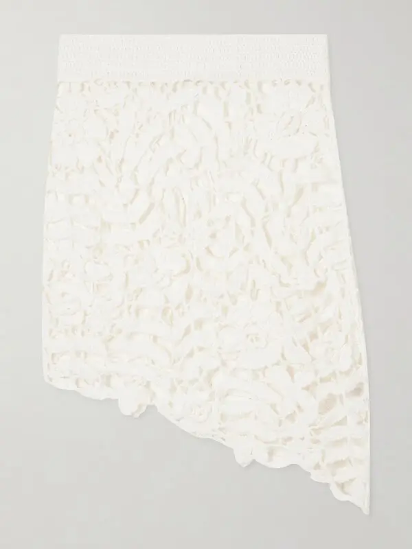 GANNI Crocheted Organic Cotton Mini Skirt - White