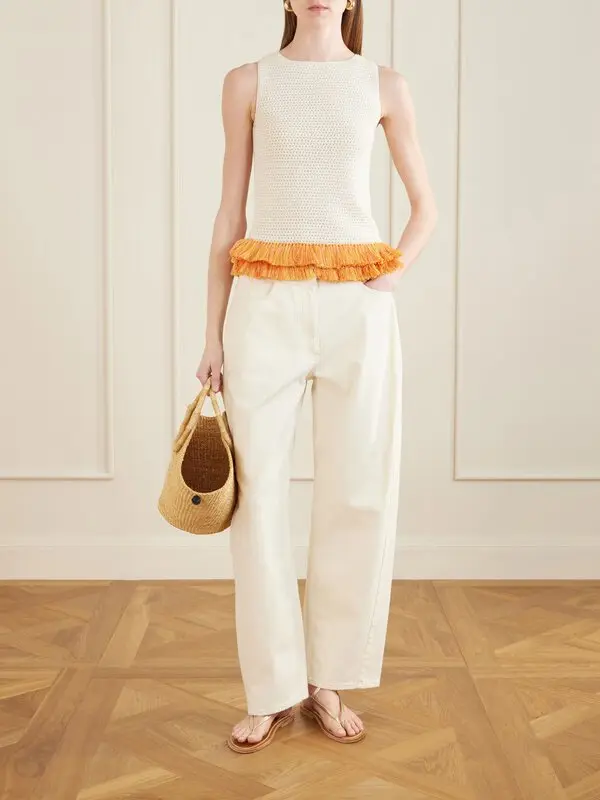 Escvdo Amada Fringed Crochet Cotton Tank