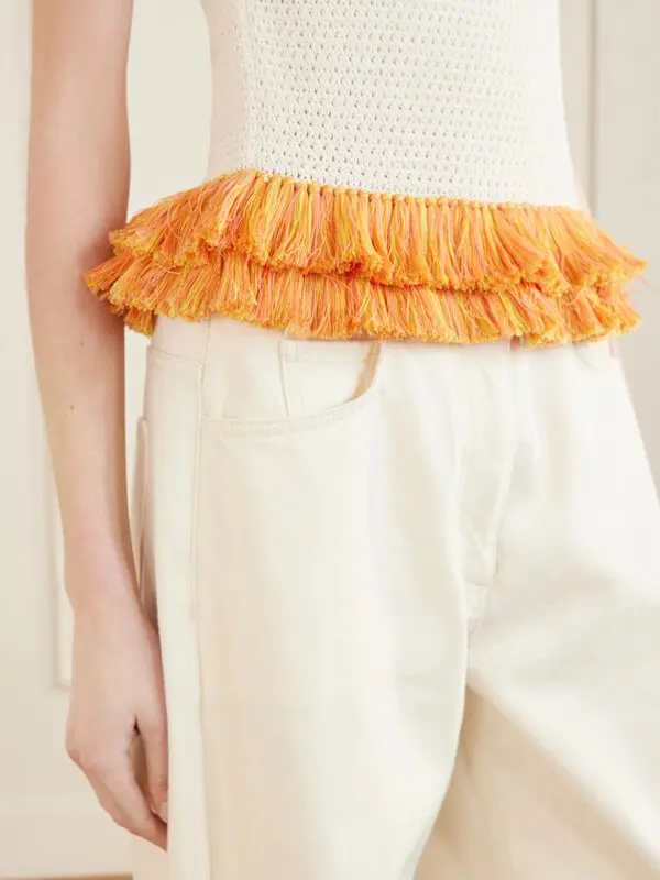 Escvdo Amada Fringed Crochet Cotton Tank