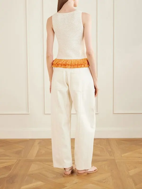 Escvdo Amada Fringed Crochet Cotton Tank