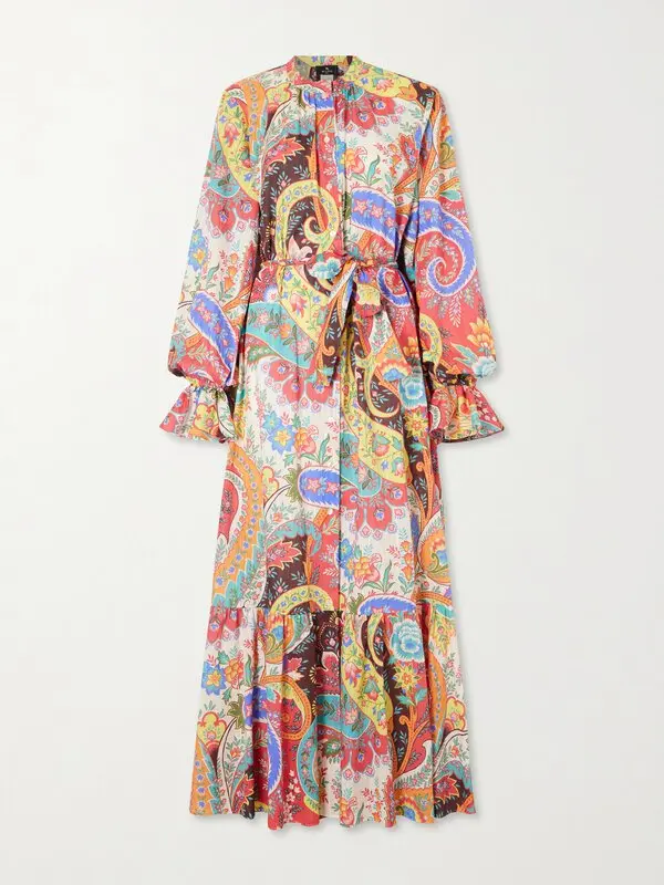 Etro Belted Paisley-print Maxi Shirt Dress - Multi