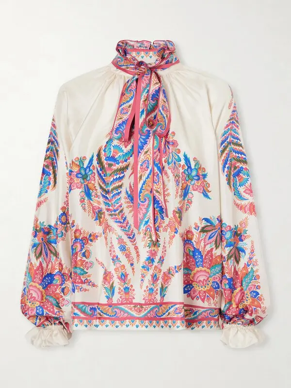 Etro Paisley-print Silk Blouse With Pussy-bow - Multi